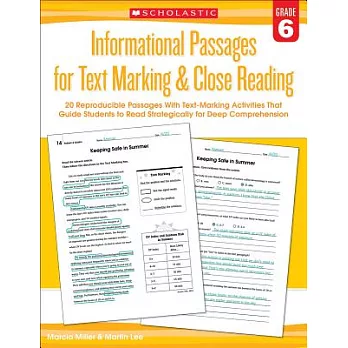 博客來-Informational Passages for Text Marking & Close Reading Grade 6: 20 ...