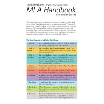 博客來-MLA Handbook Overview