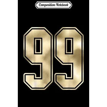 博客來-Composition Notebook: #99 Gold Outline Number 99 Sports Fan Jersey ...