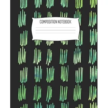 博客來-Composition Notebook: Wide Ruled Notebook Green Watercolor Marker ...