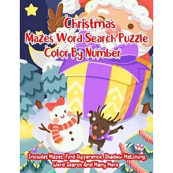 博客來-Christmas Mazes Word Search Puzzle Color By Number: A Creative ...