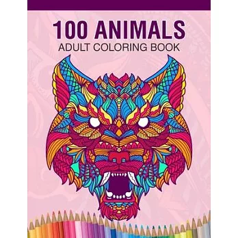 博客來-100 Animals Adult Coloring Book: Animal Lovers Coloring Book with ...