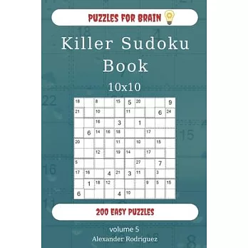 博客來-Puzzles for Brain - Killer Sudoku Book 200 Easy Puzzles 10x10 ...
