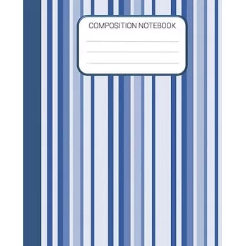 博客來-Composition Notebook: Blue Stripes Wide Ruled Notebook, School ...