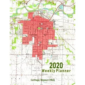 博客來-2020 Weekly Planner: Carthage, Missouri (1963): Vintage Topo Map Cover