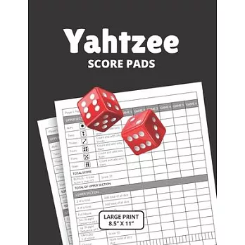 博客來-Yahtzee Score Pads: Large Print Size 8.5＂ x 11＂