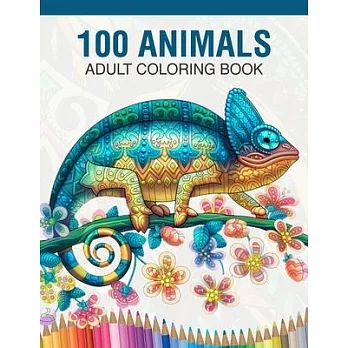 博客來-100 Animals Adult Coloring Book: Animal Lovers Coloring Book with ...