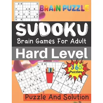 博客來-Brain Puzzle Sudoku Brain Games For Adult Hard Level 365 Puzzle and ...