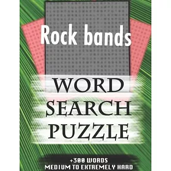博客來-Rock bands WORD SEARCH PUZZLE +300 WORDS Medium To Extremely Hard ...