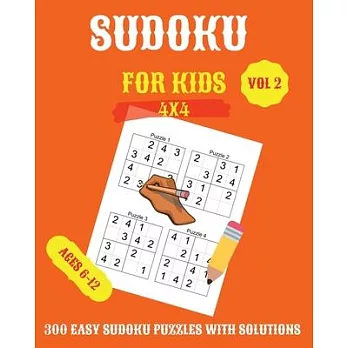 博客來-Sudoku For Kids: 300 Easy Sudoku Puzzles For Kids And Beginners 4x4 ...