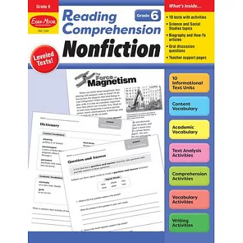 博客來-Reading Comprehension: Nonfiction, Grade 6 Teacher Resource