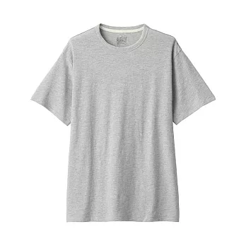 博客來-【MUJI 無印良品】男有機棉節紗天竺圓領短袖T恤 L 灰色