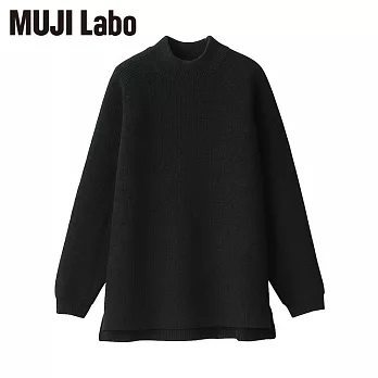 博客來-【MUJI 無印良品】MUJI Labo不易刺癢中密織羊毛半高領針織衫 XXS-XS 黑色