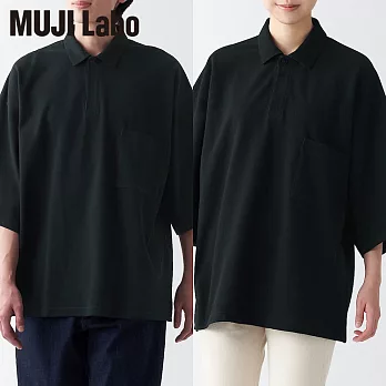 博客來-【MUJI 無印良品】MUJI Labo有機棉鹿子織POLO衫 L-XL 黑色