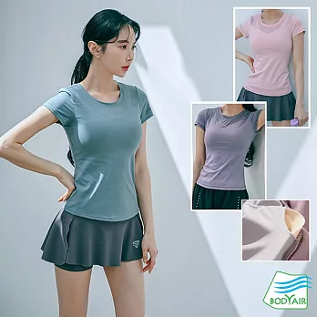 博客來-【BODYAIR嚴選】小肩透紗收腰BRA上衣(瑜珈.慢跑.運動.健身.透氣.舞蹈.運動服) M 紫