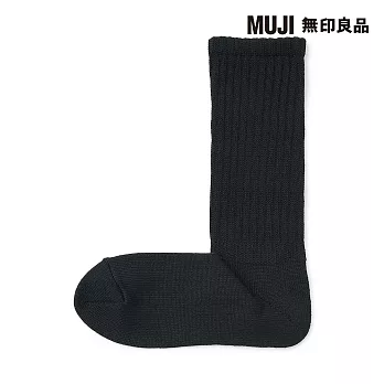 博客來-【MUJI 無印良品】女足口柔軟垂墜皺褶感螺紋直角襪23-25cm 黑色