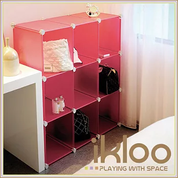 博客來-【ikloo】diy家具9格收納櫃/組合櫃 桃花紅