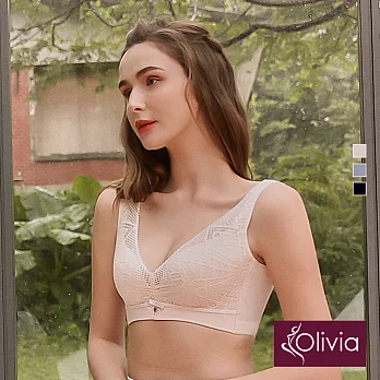 博客來-Olivia【舒冉系列-藍雪花】軟鋼圈幾何包覆收副乳集中內衣 34/75C 粉色