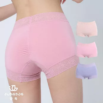 博客來-JUNGDOG【3件組】萊賽爾 高腰 翹臀褲 頂級高腰內褲 M (嫩膚色/櫻花粉/丁香紫)