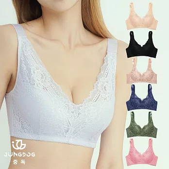 博客來-JUNGDOG【7件組】韓國蕾絲 微矯正 無鋼圈內衣 M 7色
