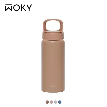博客來-【WOKY 沃廚】輕芯鈦瓷提手運動保溫瓶600ml 曉咖