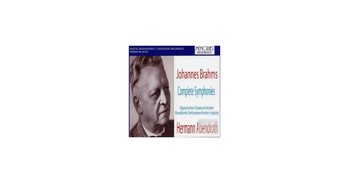 博客來-Abendroth/Brahms complete symphony / Abendroth (2CD)