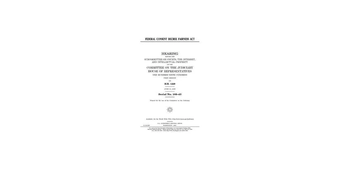 博客來-Federal Consent Decree Fairness Act