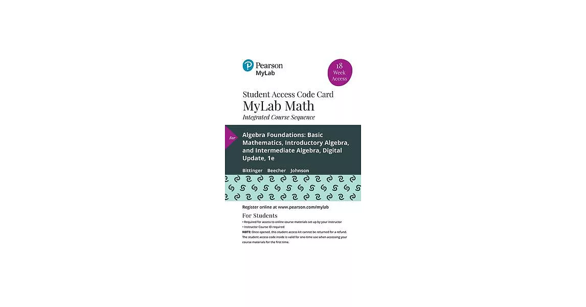 博客來-Mylab Math with Pearson Etext -- 18-Week Standalone Access Card ...