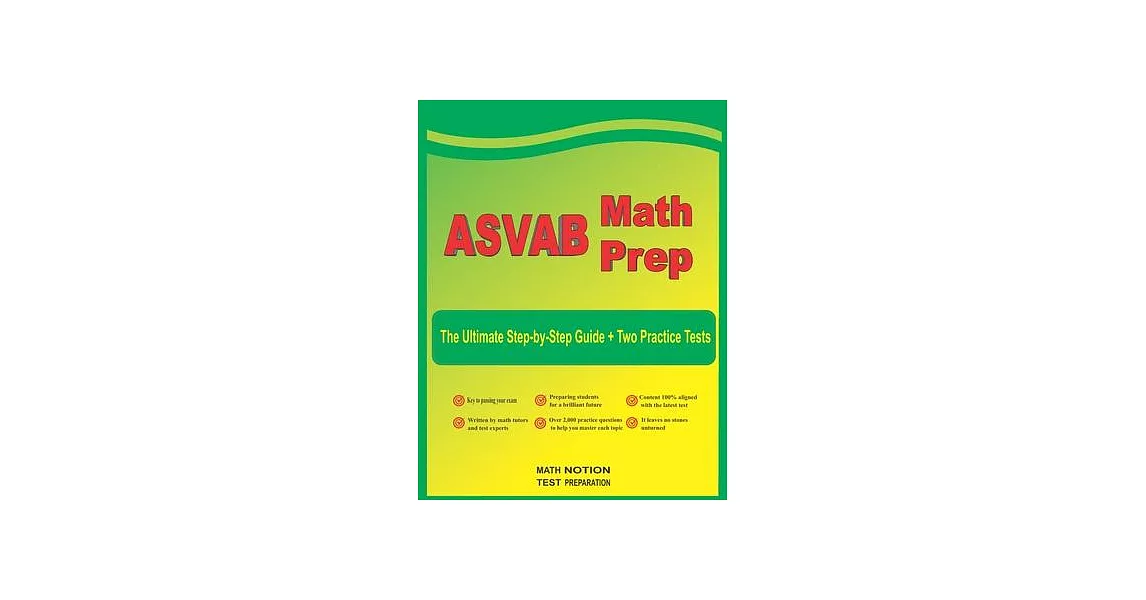 博客來-ASVAB Math Prep: The Ultimate Step by Step Guide Plus Two Full ...