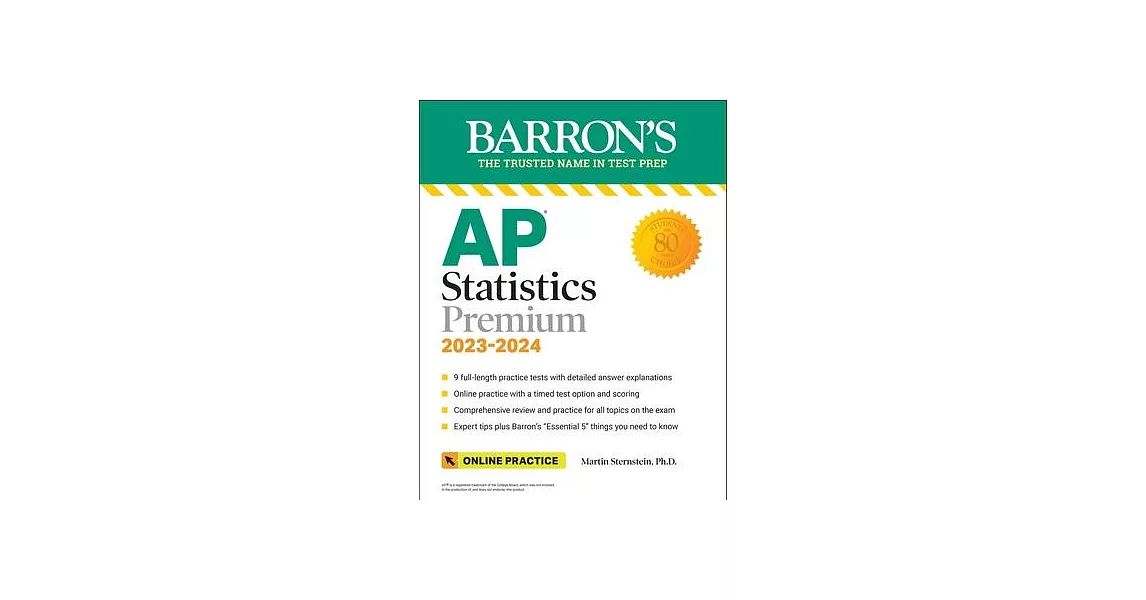博客來-AP Statistics Premium, 2023-2024: 9 Practice Tests + Comprehensive ...