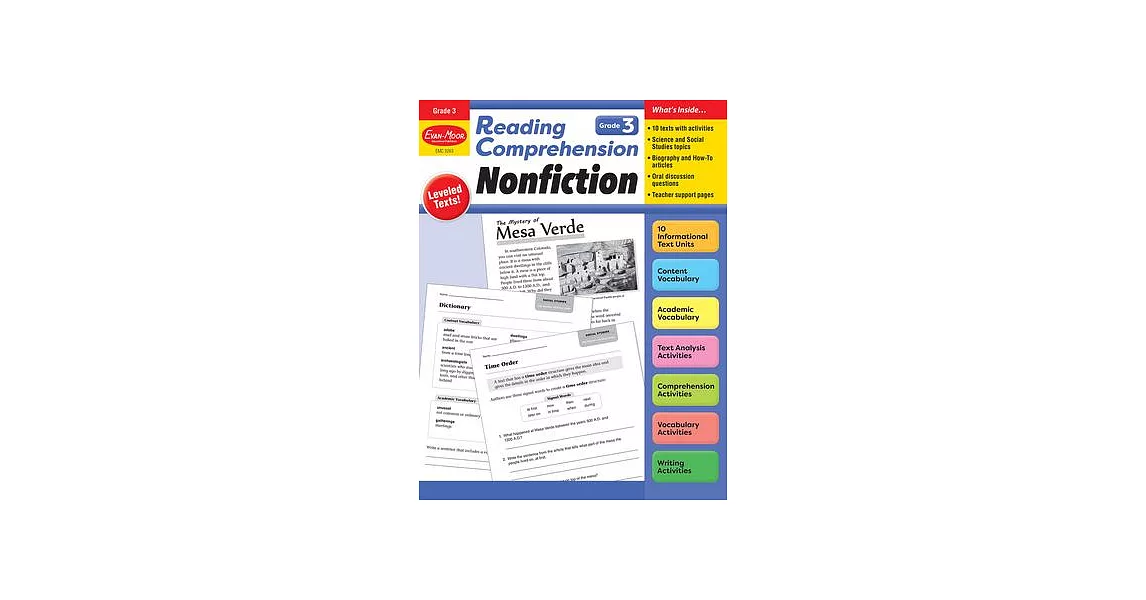 博客來-Reading Comprehension: Nonfiction, Grade 3 Teacher Resource