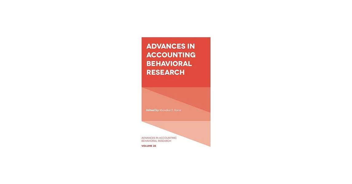 博客來-Advances in Accounting Behavioral Research