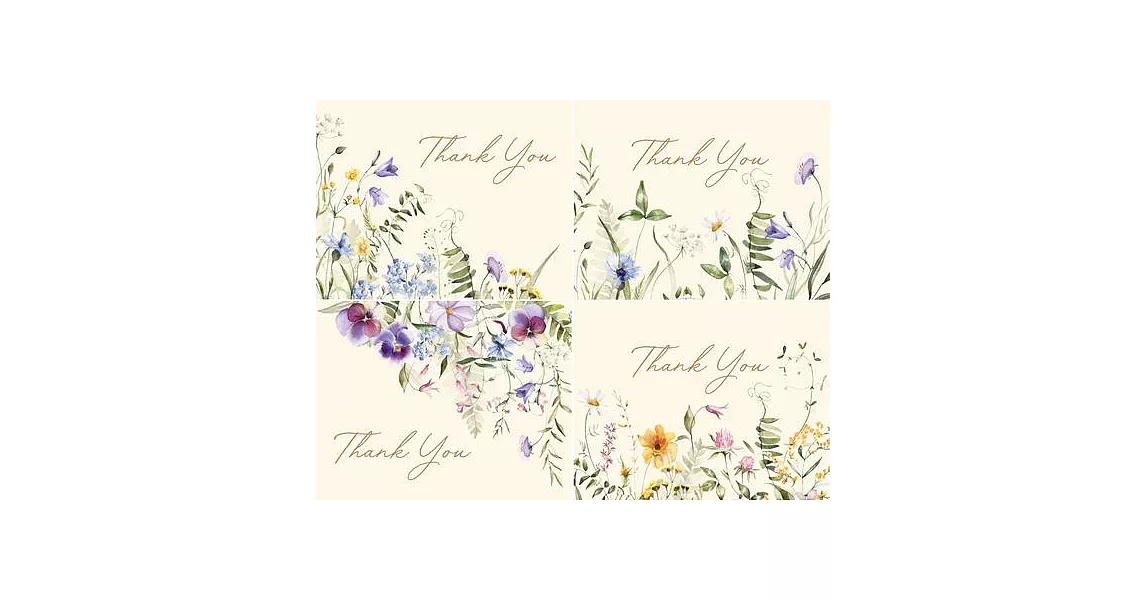 博客來-Wildflowers Premium Thank You Note Cards (20 Cards with 4 Unique ...