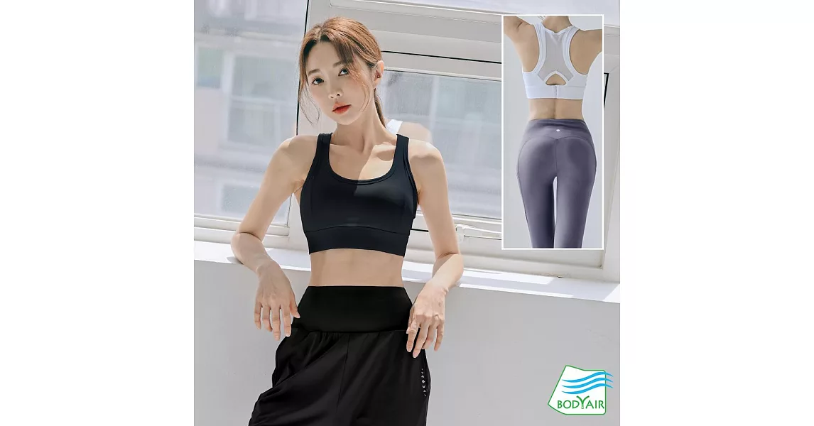 博客來-【BODYAIR嚴選】背紗高包覆後扣運動內衣(健身.休閒.慢跑) M 黑