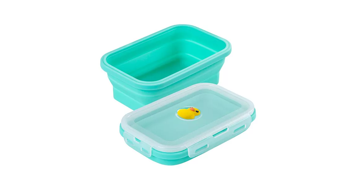 博客來-Bone / Bone原創角色矽膠摺疊保鮮盒｜與可愛角色一起享受用餐時光吧! 派提鴨-800ml