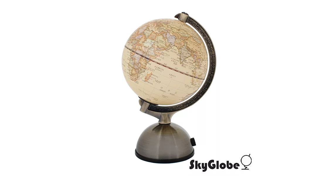 博客來-SkyGlobe 5吋古典仿古金屬底座地球儀(附燈/中文版)