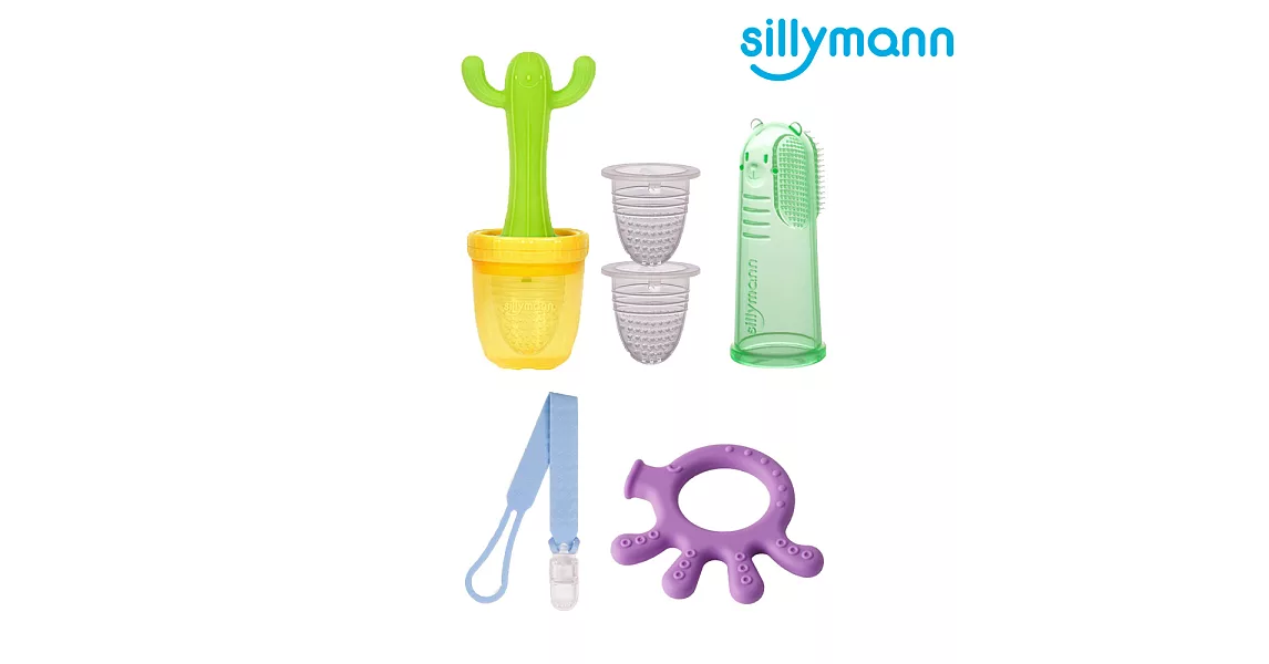 博客來-【韓國sillymann】 100%鉑金矽膠寶寶必備超值五件組A