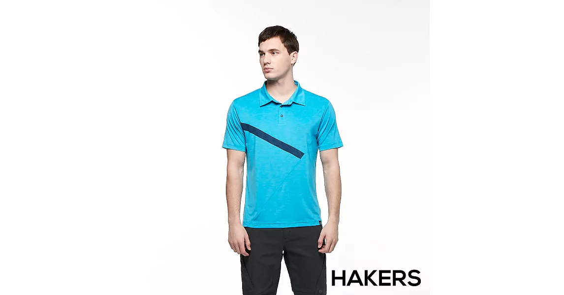 博客來-【HAKERS 哈克士】男 抗UV彈性吸濕排汗POLO衫(藍綠/加勒比海藍/羅登綠 三色可選)XL加勒比海藍