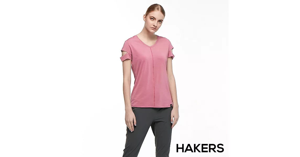 博客來-【HAKERS 哈克士】女 彈性吸濕排汗抗UV上衣(莓紅/藍綠/淺紫色 三色可選)M莓紅