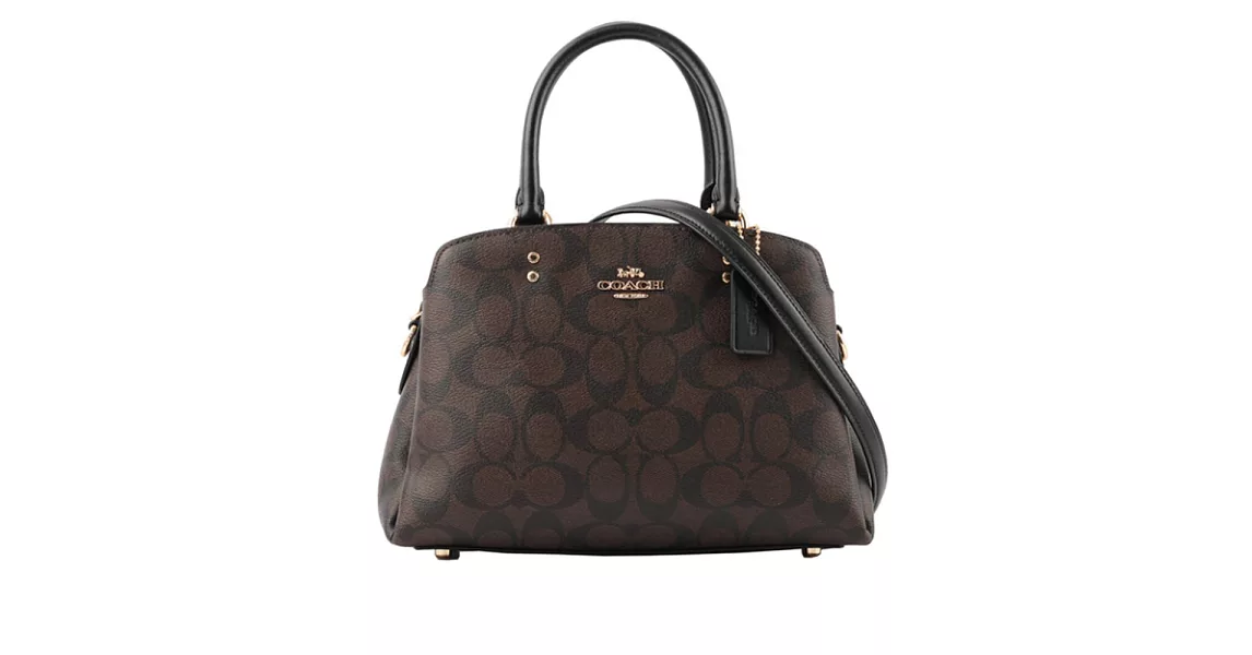 博客來-COACH PVC LOGO梯形手提/斜背二用包 (咖啡色)