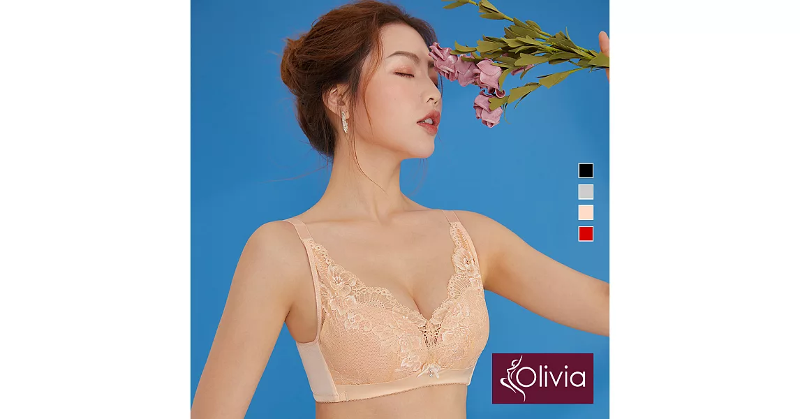 博客來-【Olivia】無鋼圈超薄透舒蕾絲內衣- 36/80B 膚色