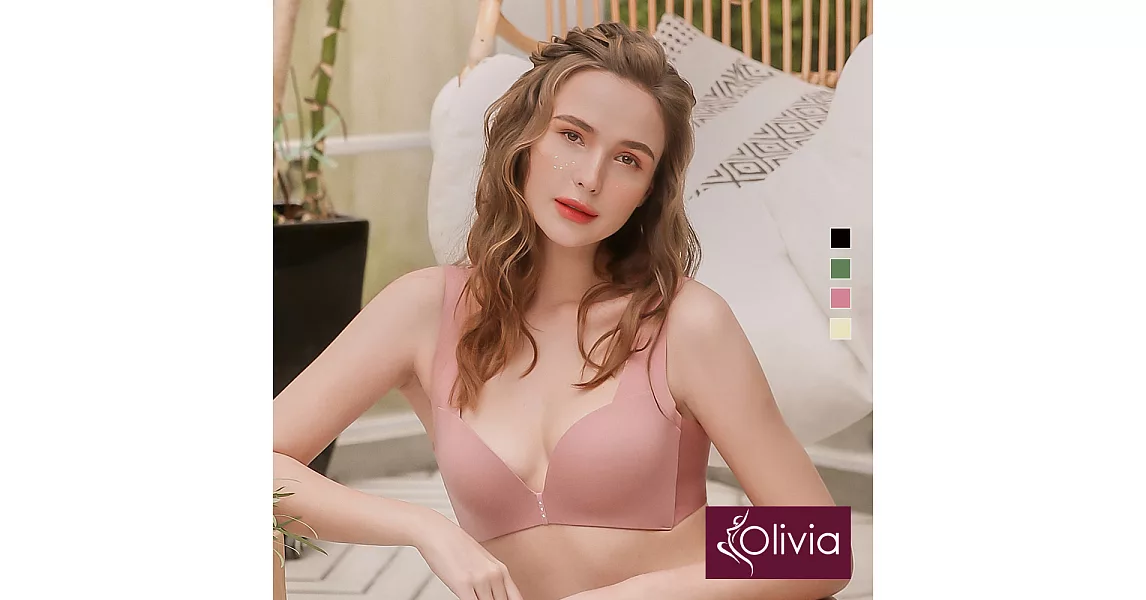 博客來-Olivia【舒冉系列-洋桔梗】無鋼圈V型集中包覆無痕美背內衣 36/80B 岩石紅