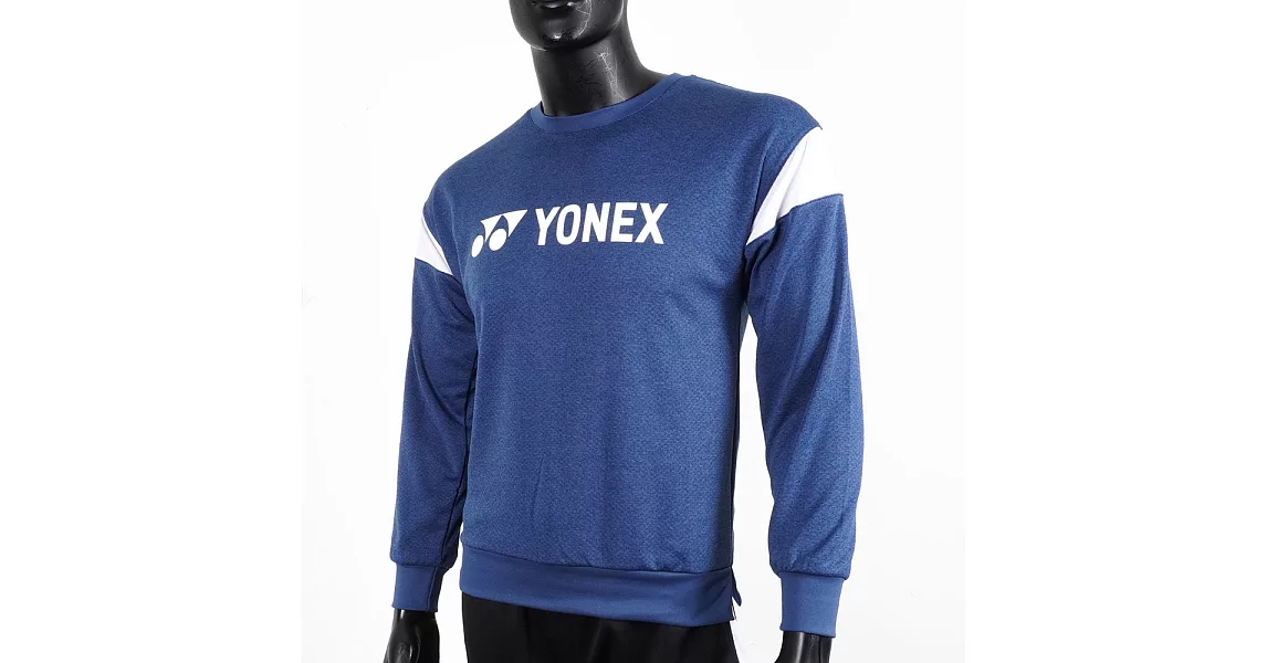 博客來-Yonex [11582TR169] 男 長袖 上衣 大學T 運動 羽球 休閒 圓領 柔軟 舒適 靛藍
