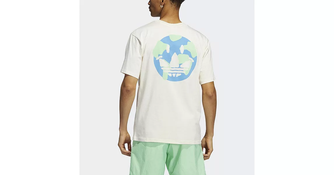 博客來-Adidas Happy Earth Tee [HI2962] 男 短袖 上衣 T恤 經典 休閒 國際版 親膚 棉質 米