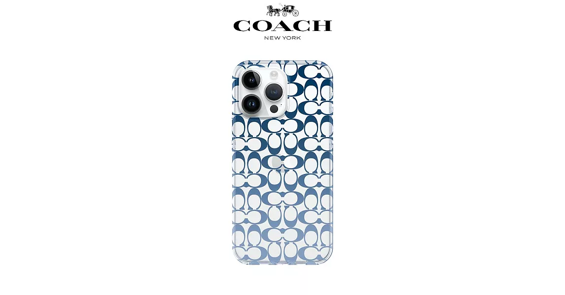 博客來-【COACH】iPhone 14系列 精品手機殼 漸層藍經典大C iPhone 14 Pro Max