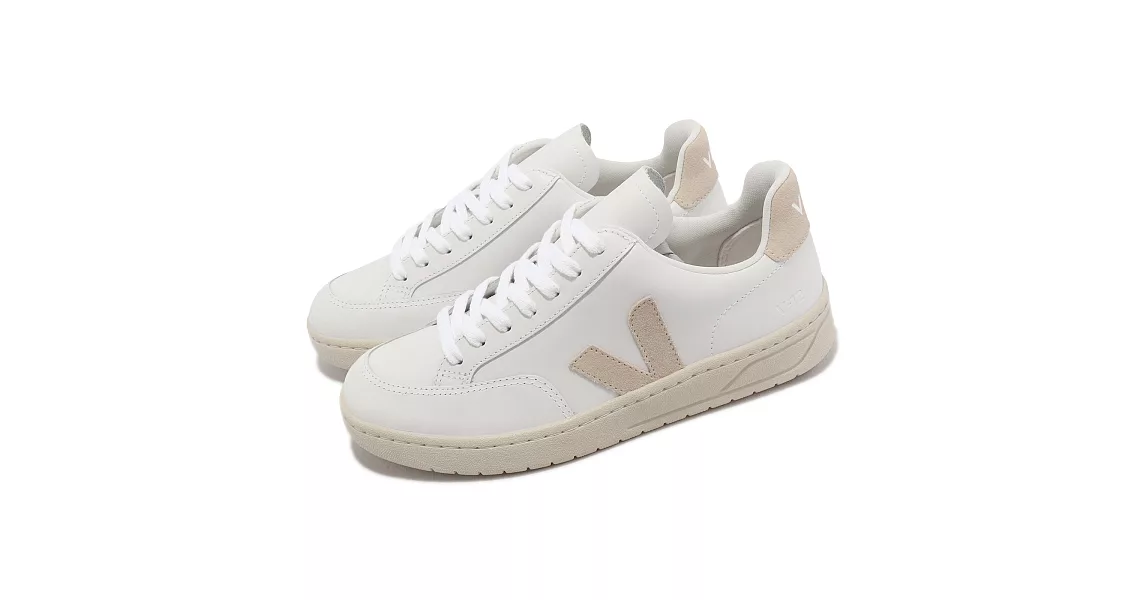 博客來-Veja 休閒鞋 V-12 Leather 女鞋 白 杏粉色 小白鞋 經典 法國 斜V XD0202335A 21.5cm EXTRA ...