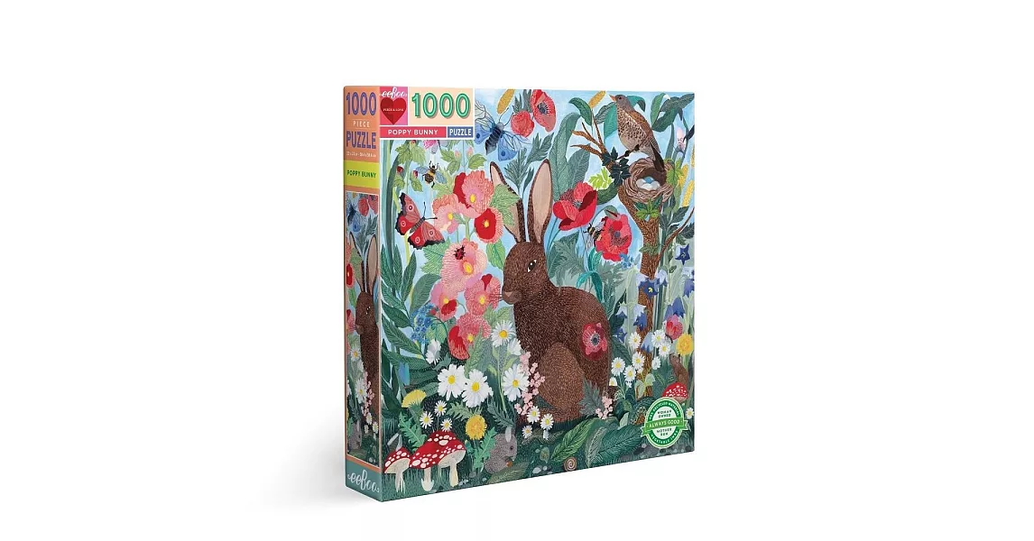 博客來-eeBoo 1000片拼圖 - 罌粟兔子 ( Poppy Bunny 1000 piece puzzle)