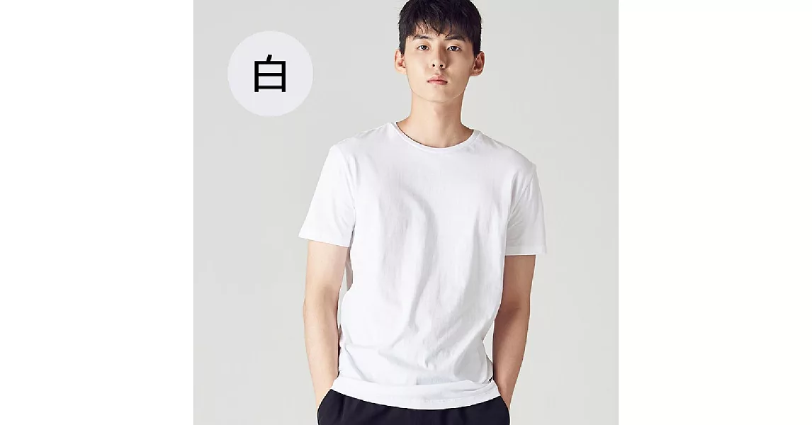 博客來-【男人幫】SL031＊100%純棉/精梳棉彈性素面T恤 L 白色