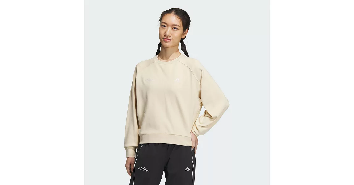 博客來-ADIDAS RCO CREW 女長袖上衣-米白-IP7088 XL 白色