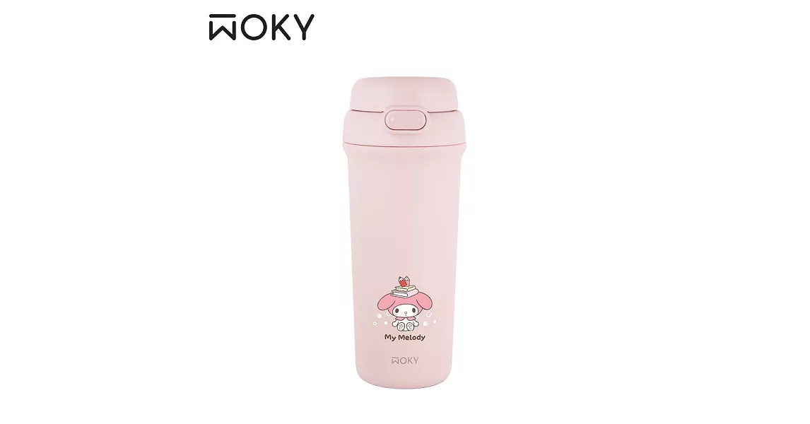 博客來-【WOKY X 三麗鷗】 美樂蒂聯名 All-P輕芯鈦瓷雙飲保溫瓶500ml 天生浪漫(粉)